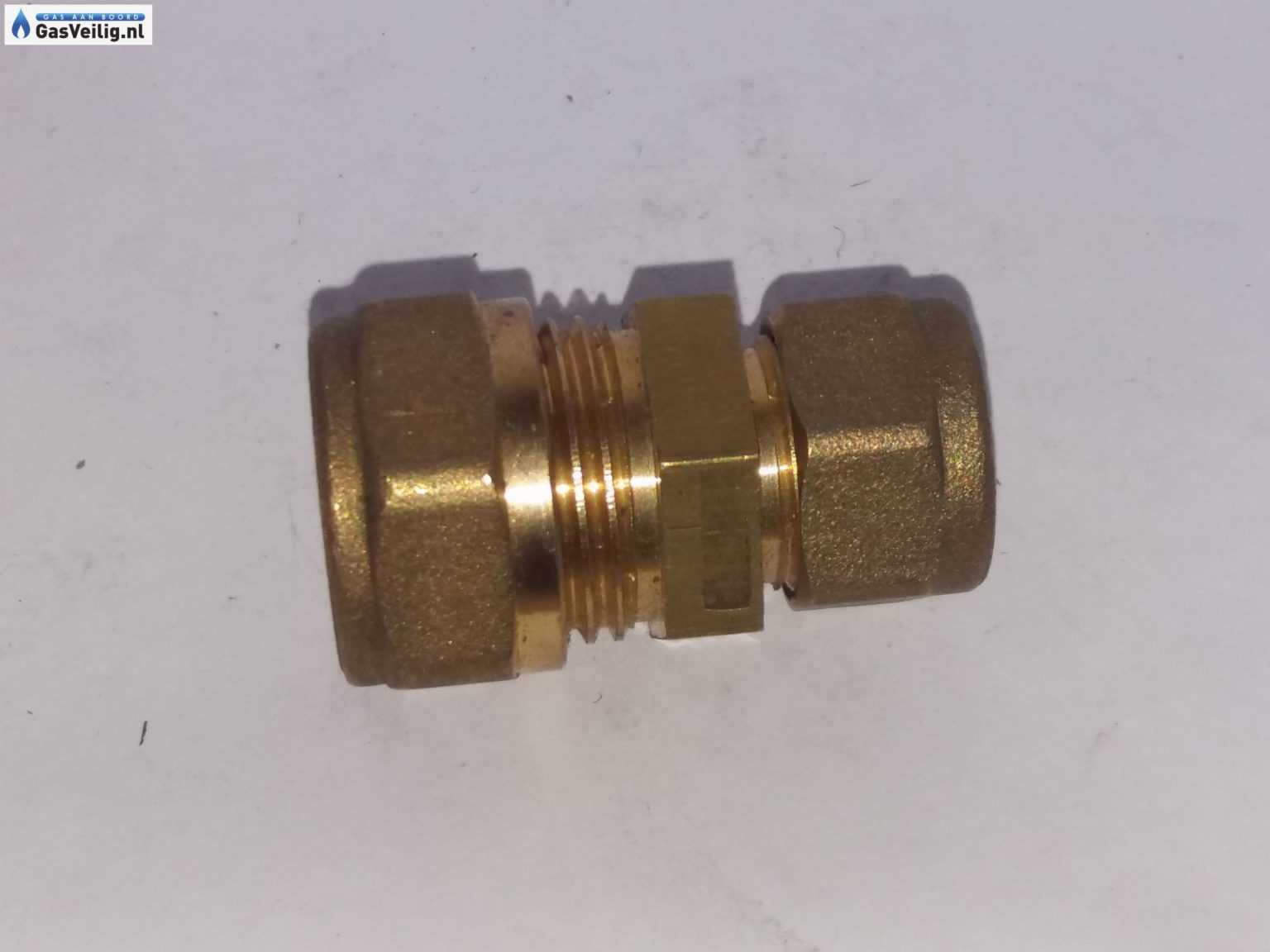 Messing verloop knelkoppeling 8 mm x 12 mm - Gasveilig Webshop