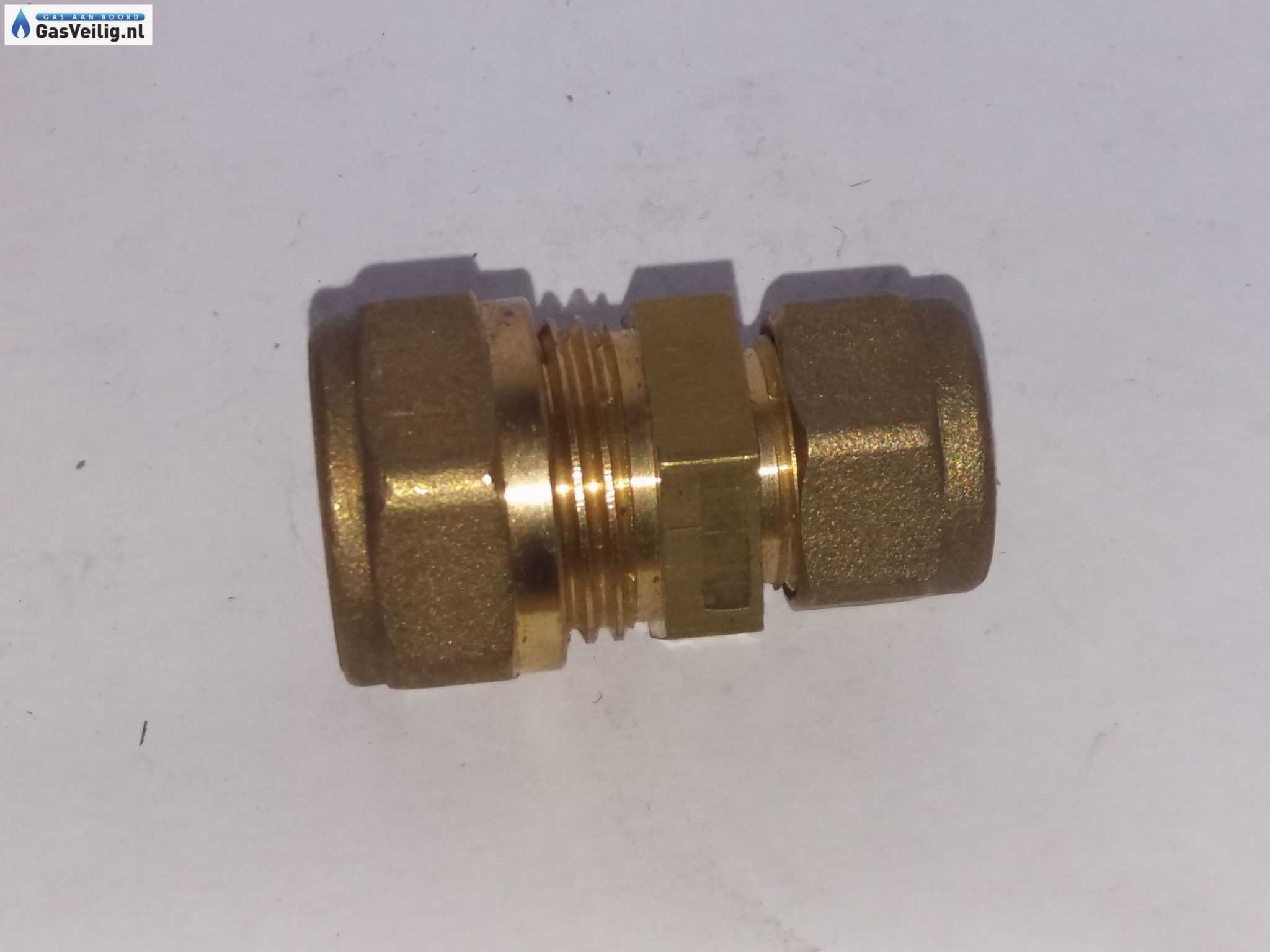 Messing verloop knelkoppeling 8 mm x 12 mm - Gasveilig Webshop
