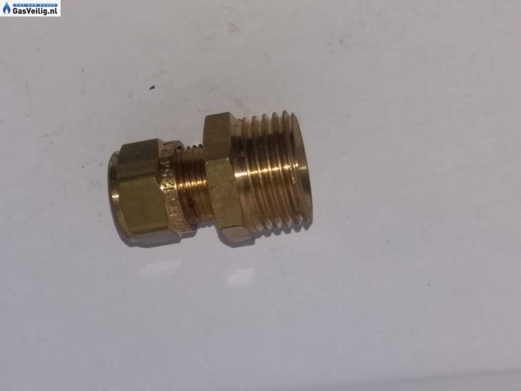 10mm messing knelkoppeling x 1/2 buitendraad - Gasveilig Webshop