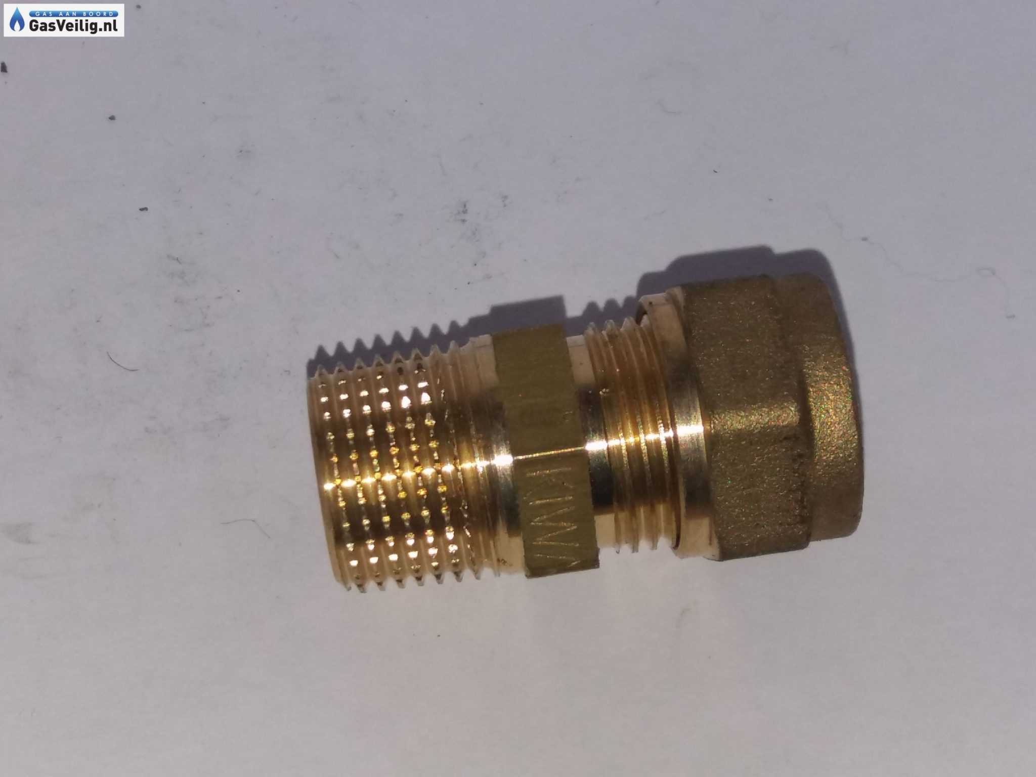 Messing rechte knelkoppeling 12mm x 3/8 buitendraad - Gasveilig Webshop