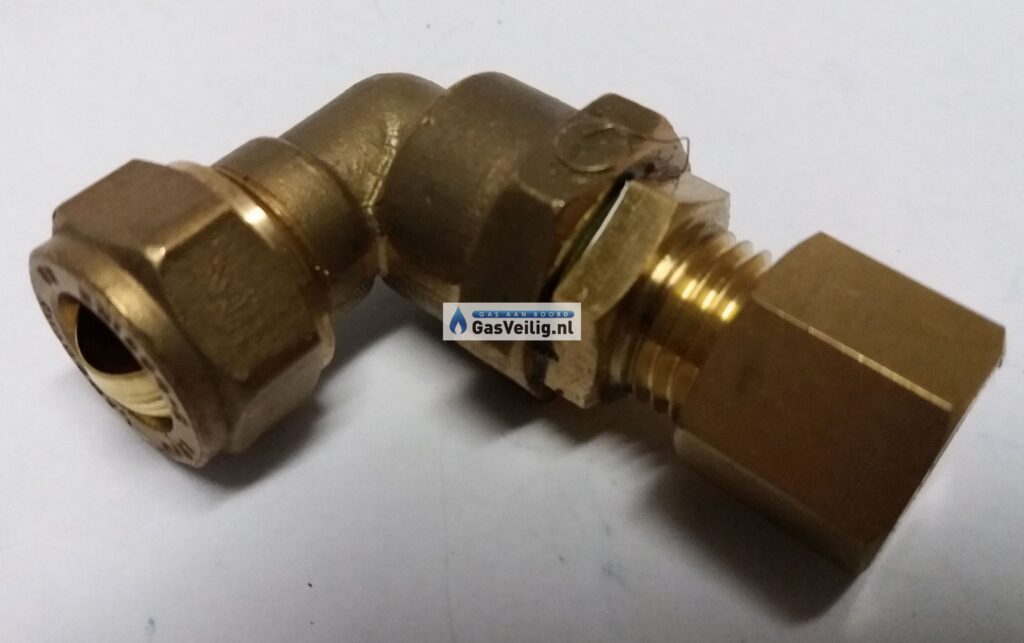 Messing knie knelfitting 8 mm x 12 mm - Gasveilig Webshop